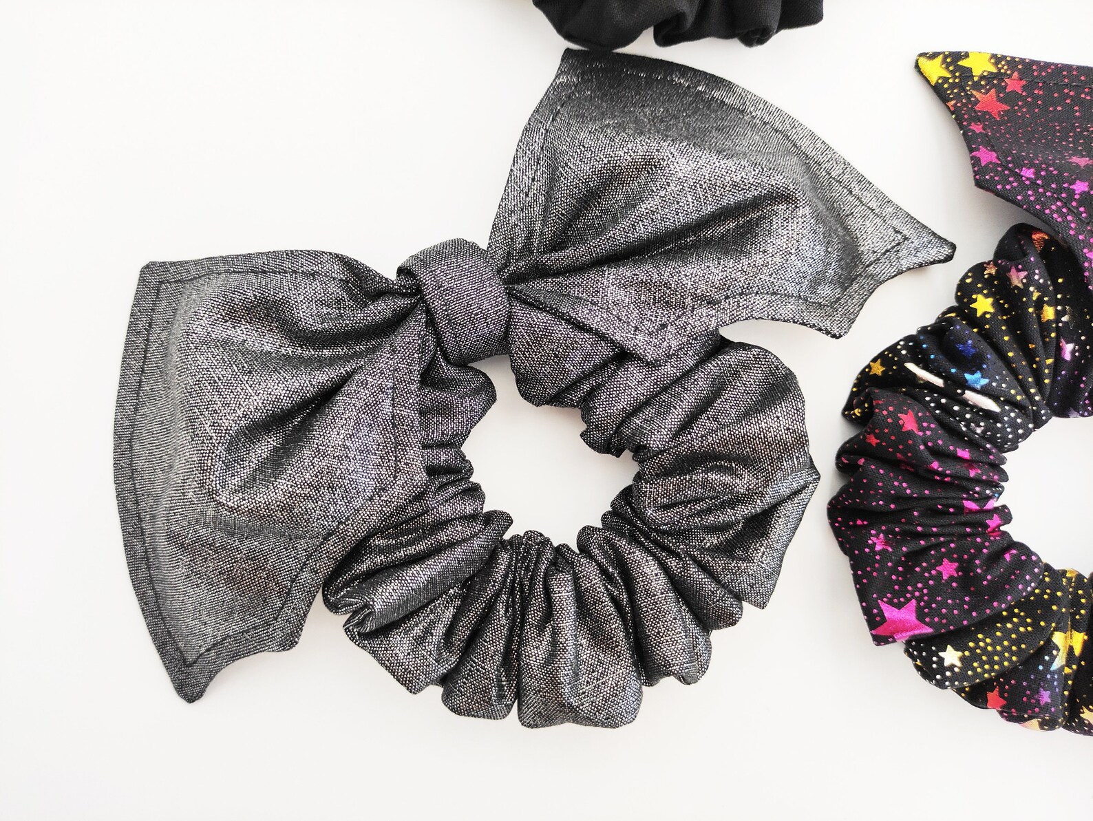 Halloween Bat Wing Scrunchie, Spooky Black Bow Hair Tie, Fall Hair ...