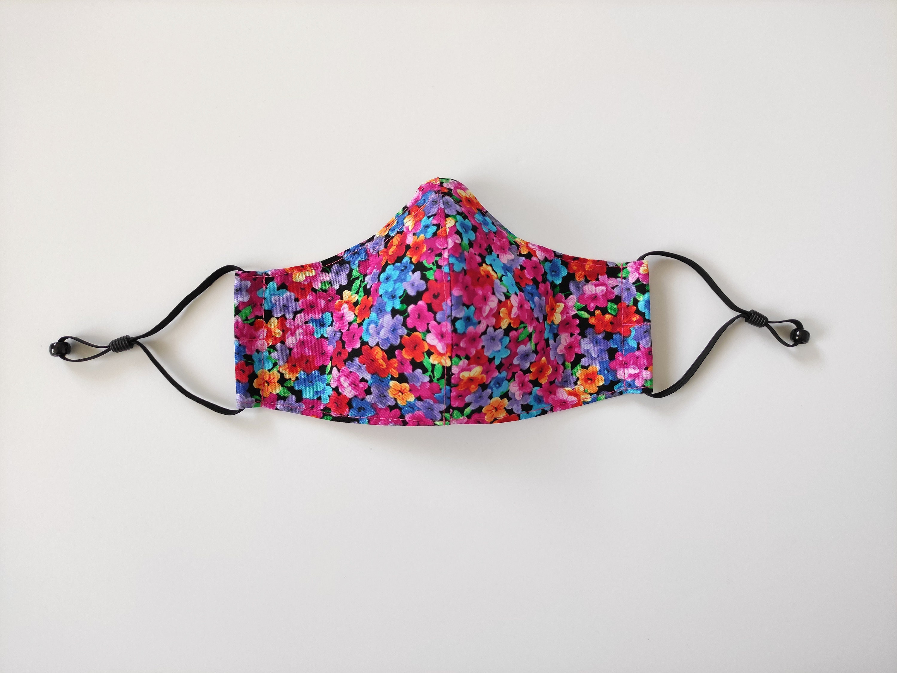 Floral face mask with filter pocket nose wire and adjustable | Etsy