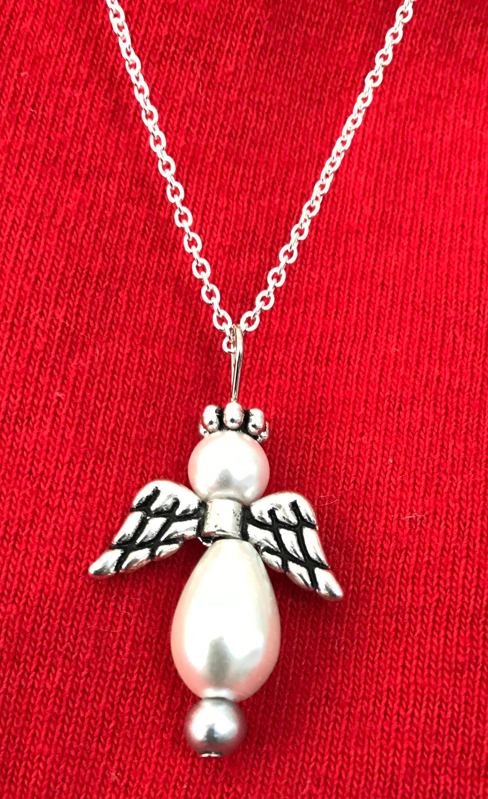 Teardrop Pearl Angel Pendant - Etsy