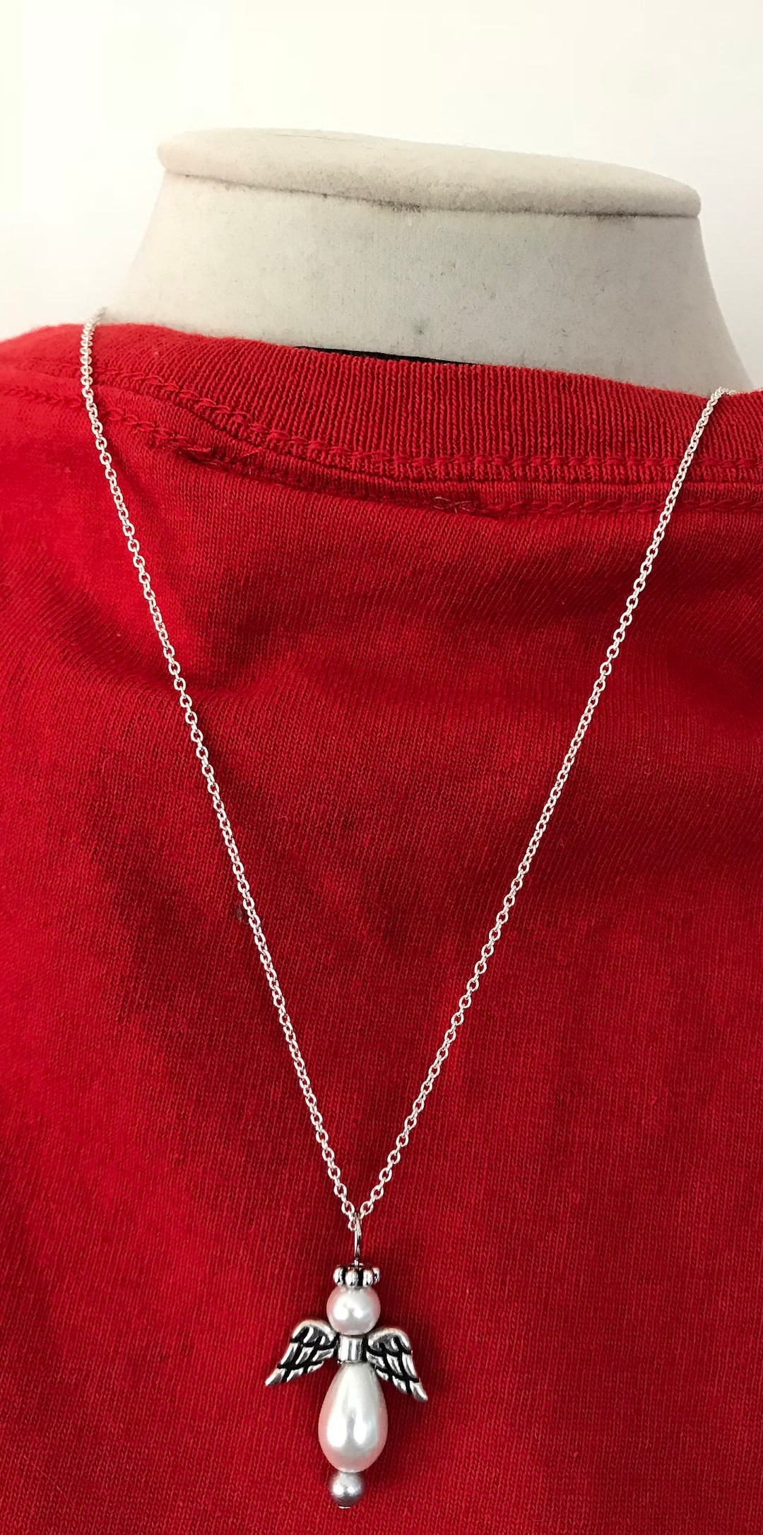 Teardrop Pearl Angel Pendant - Etsy