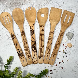 Nautical Spoon Set, Custom Costal Kitchen Utensils + Holder, Nautical ...