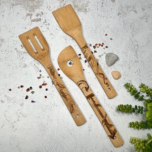 Nautical Spoon Set, Custom Costal Kitchen Utensils + Holder, Nautical ...