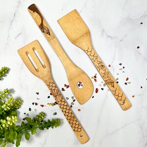 Mermaid Utensil Set, Mermaid Kitchen Decor, Little Mermaid Wooden ...