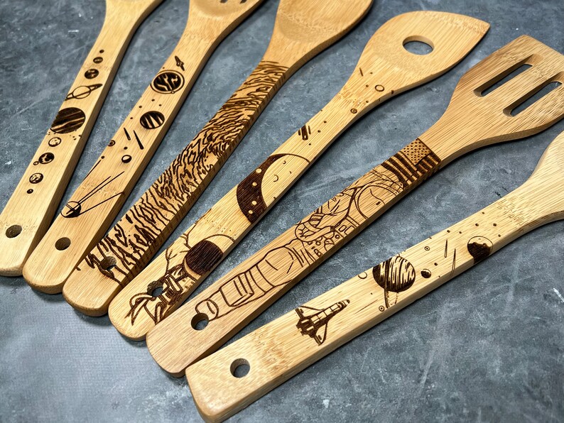 Custom Engraved Outer Space Bamboo Spoon Set - Nostalgic Kitchen Decor ...