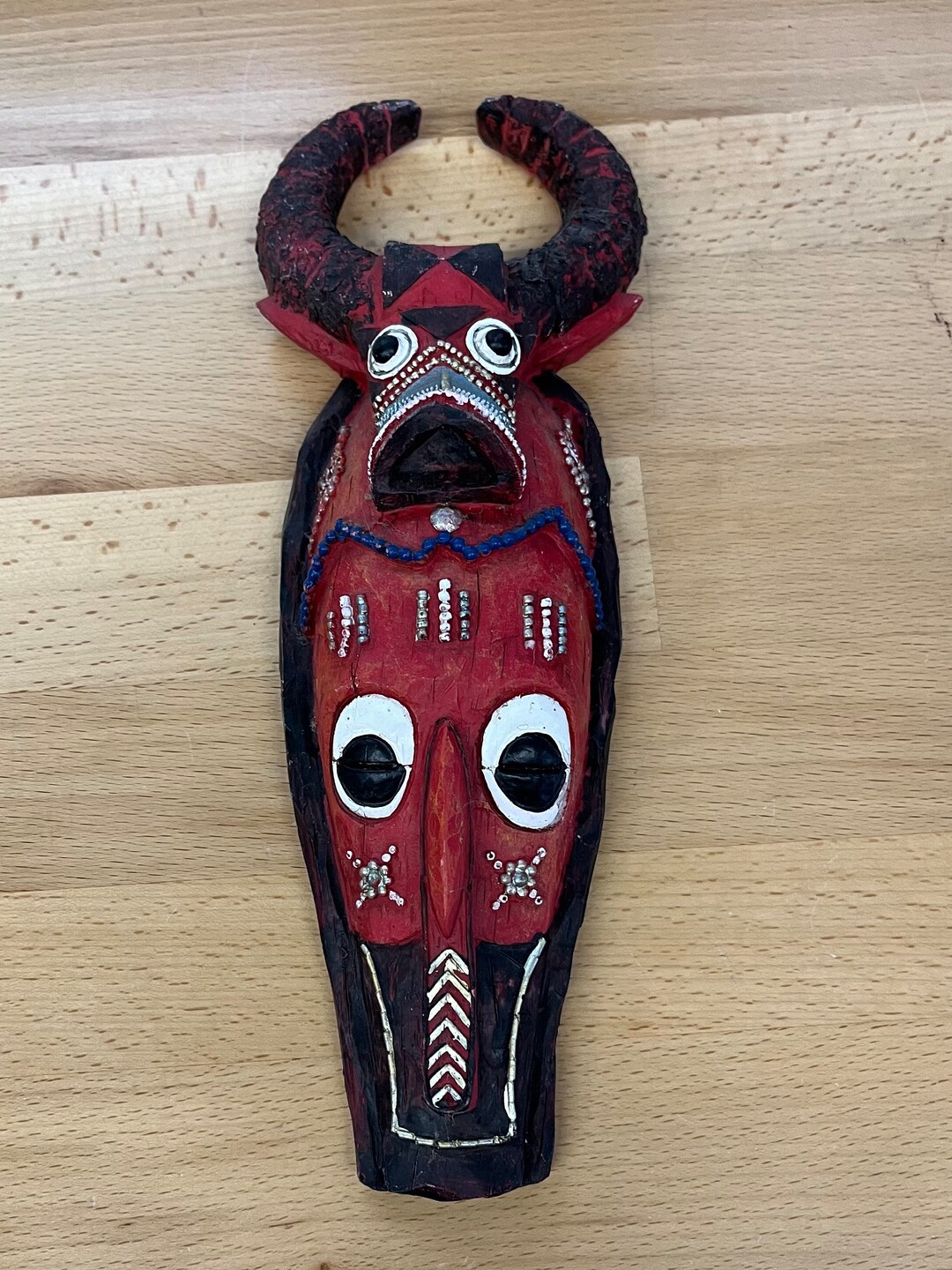 Congo Cape Buffalo Tribal Mask Wall Hanging Approx 10-1/2 Made of Resin ...