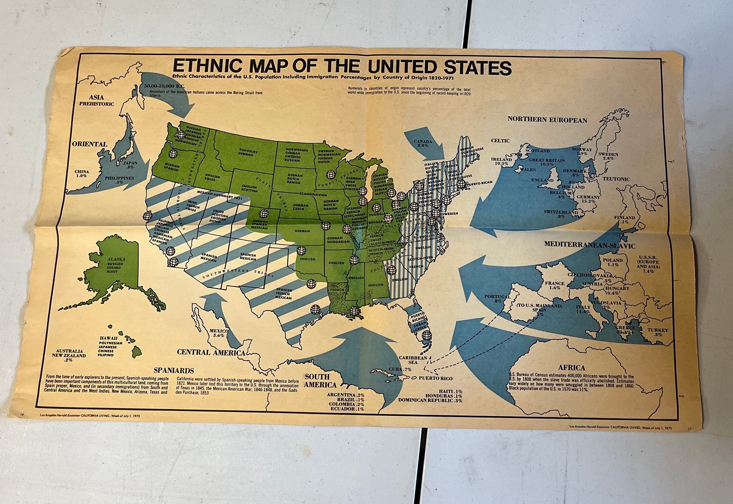 Ethnic Map of the United States Printed in the Los Angeles Gerald ...