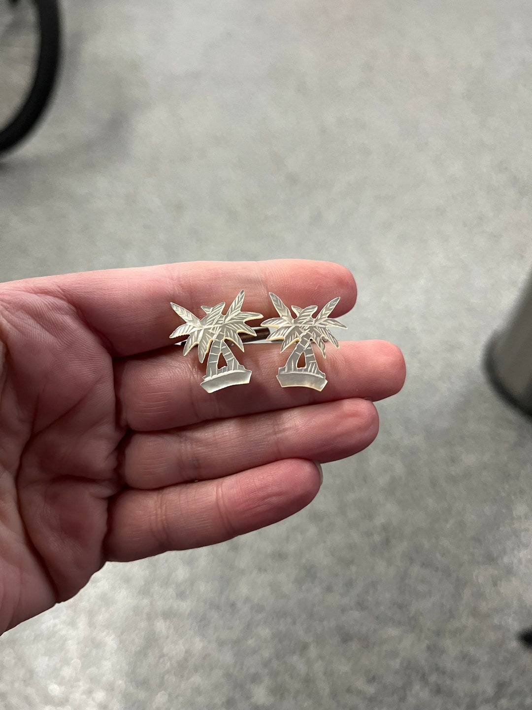Cuff Links - Vintage Hand Carved Mother of Pearl - Palm Tree Cufflinks ...