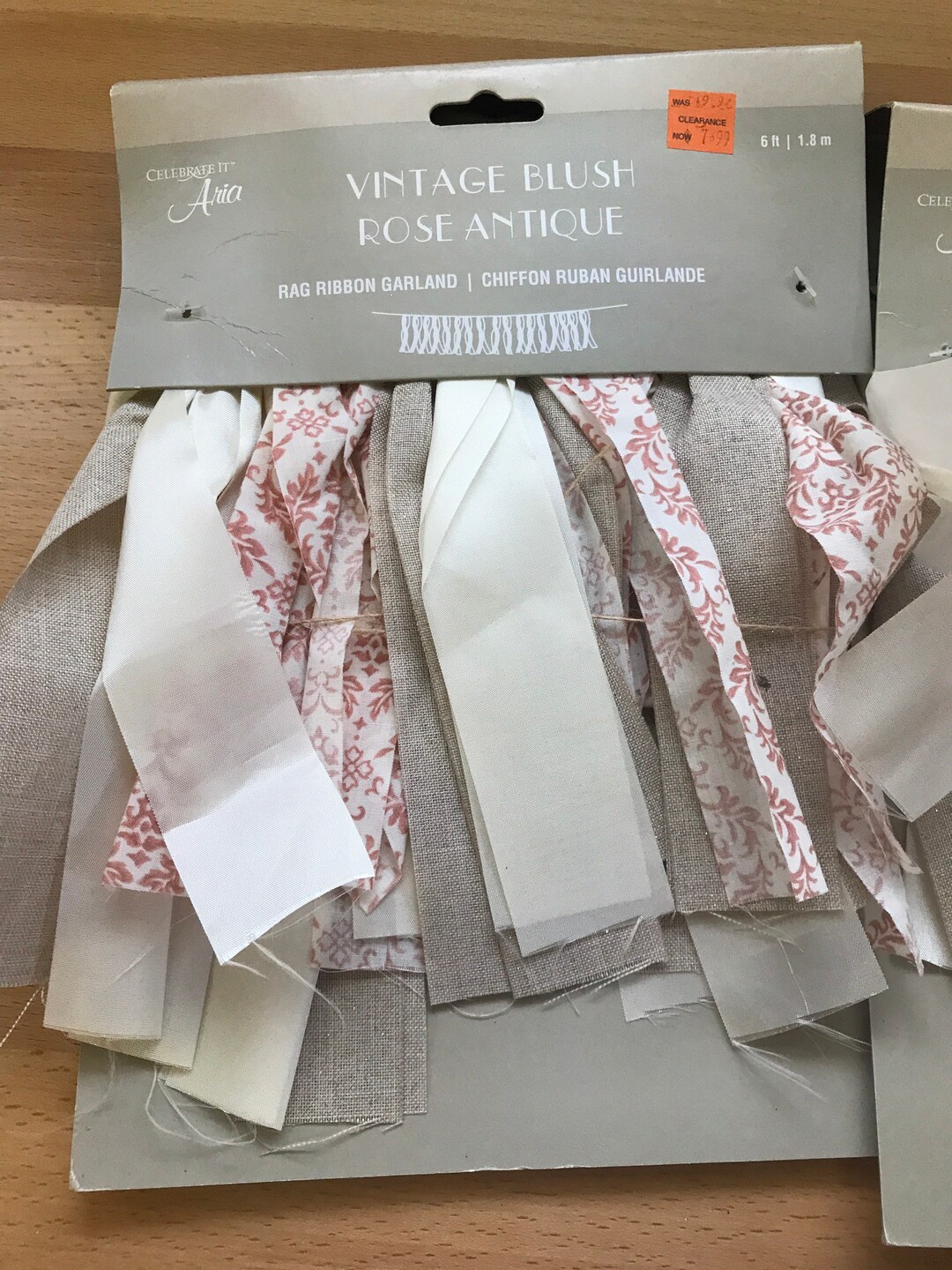 Set of 2 Shabby Chic Rose & Blush Fabric Scrap Banners Each is 6ft Long ...