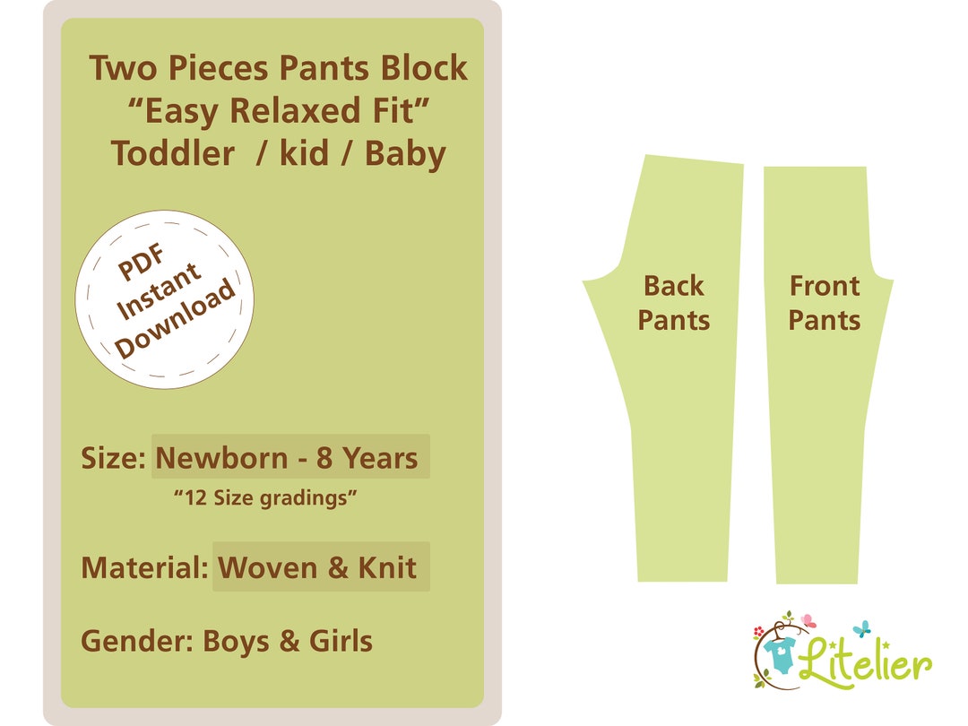 Infant Pants Basic Block Easy Relaxed Fit Kids Sewing Pattern - Etsy