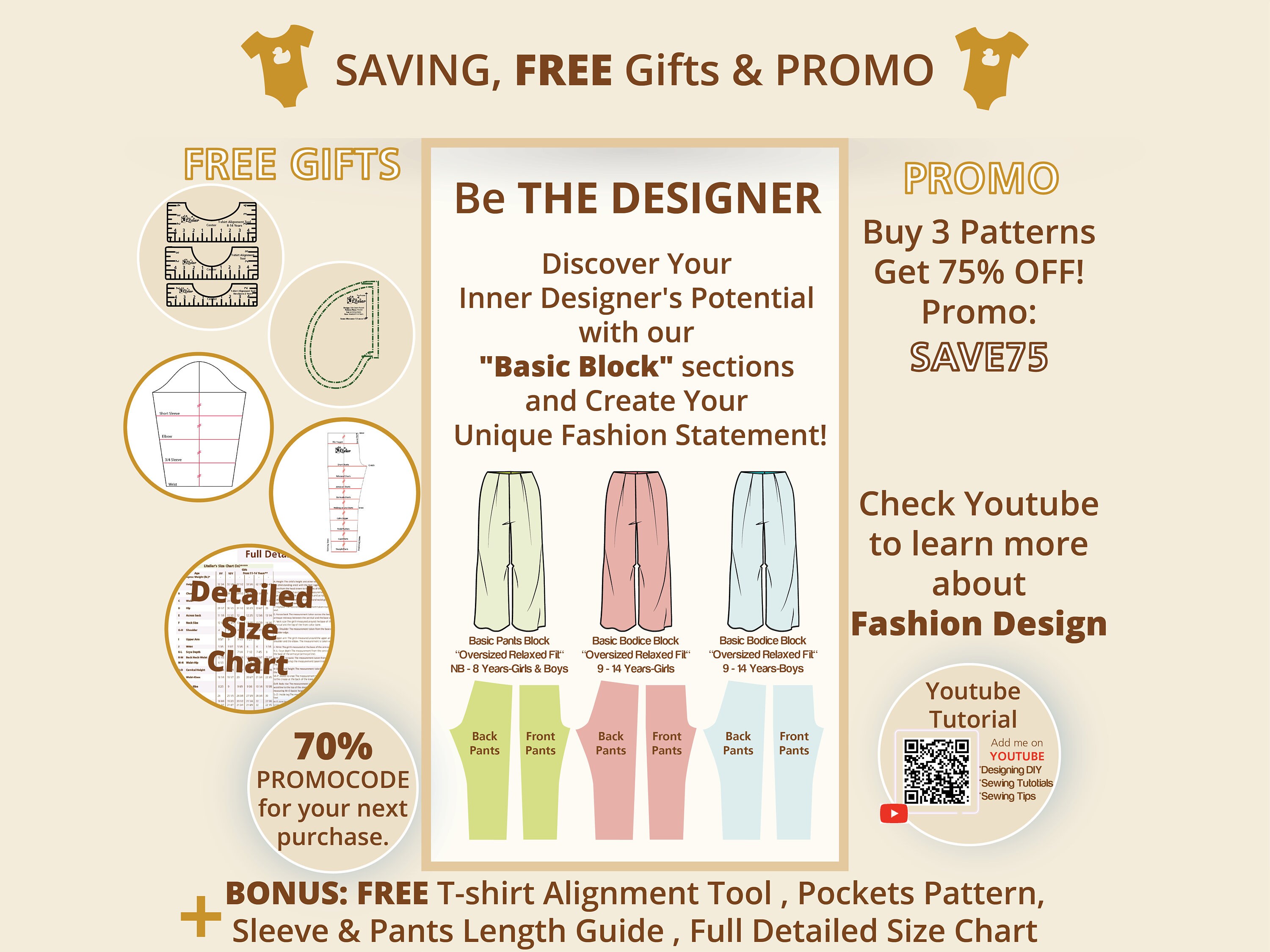 Saving Bundle: Kids Basic Bodice Block With Sleeves and Basic Pants ...