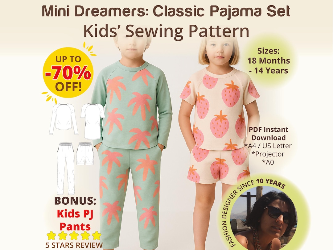 Kids Pajama Pattern PDF Sewing Pattern Short Long Sleeve Shorts Pants ...