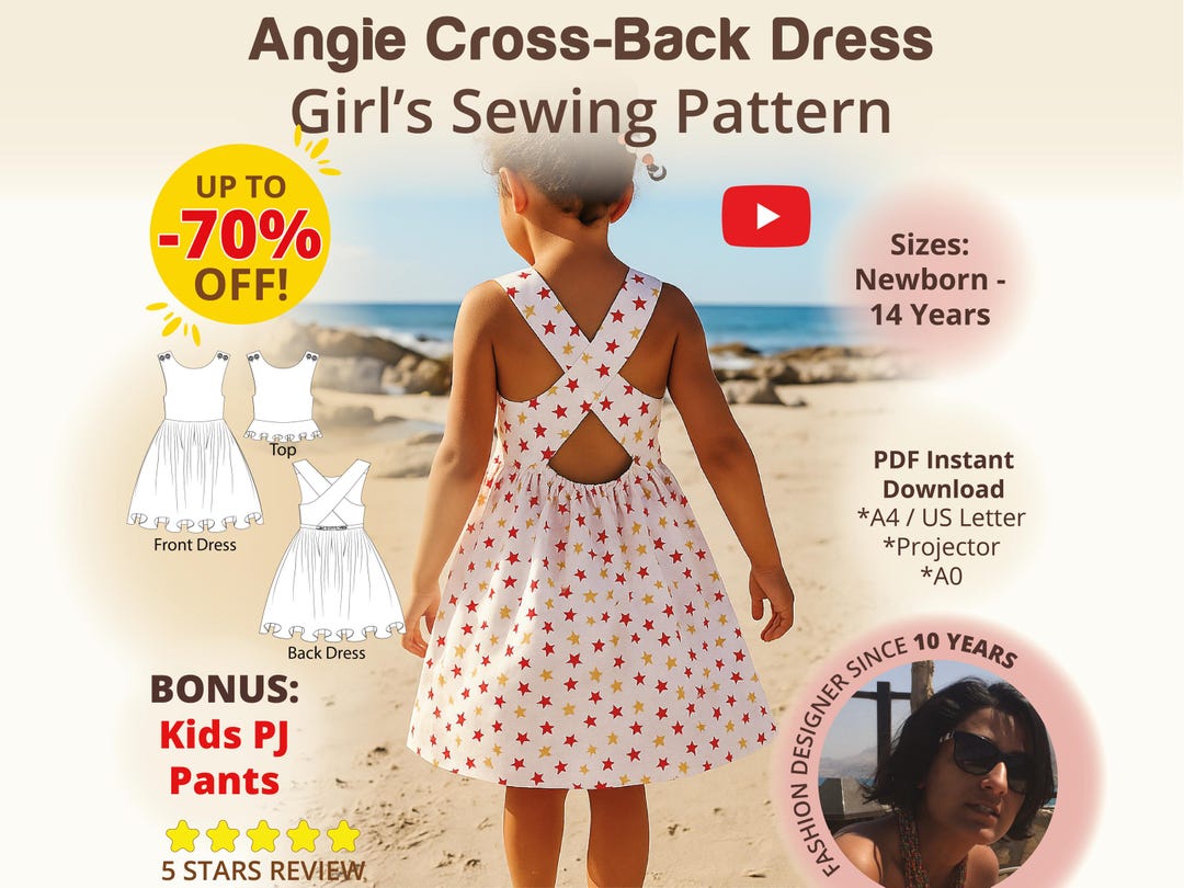 Cross-back Dress Girls Pinafore PDF Sewing Pattern Girls Summer Dress ...