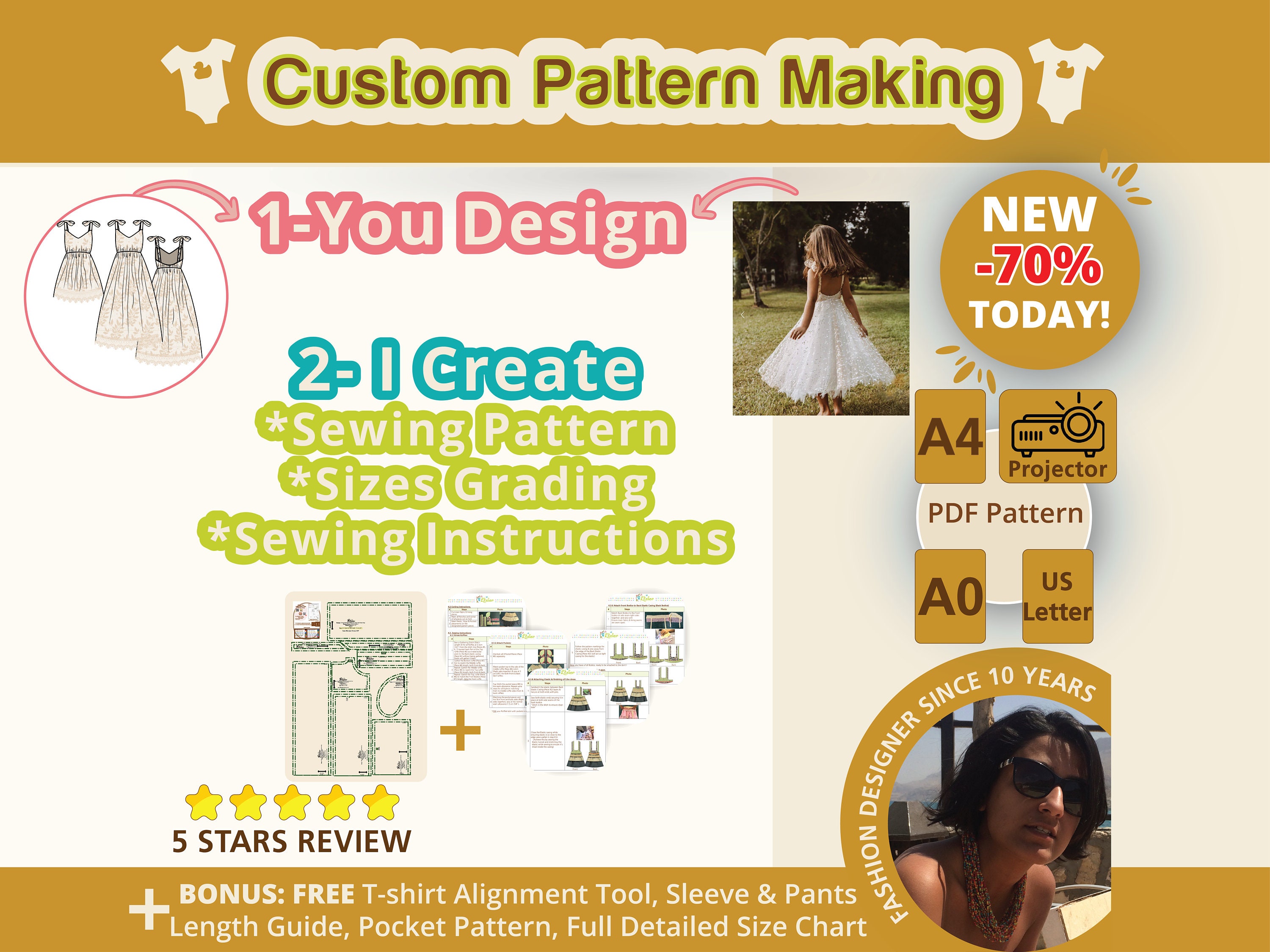 Custom Design Sewing Pattern Tailored to Your Kid Measurement ...
