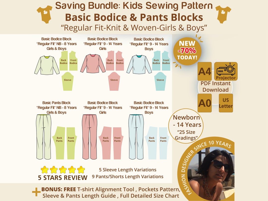 Saving Bundle: Kids Basic Bodice Block With Sleeves and Basic Pants ...