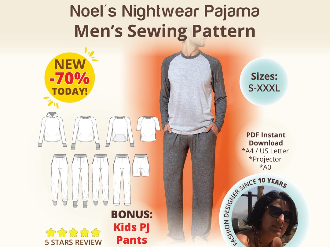 Men Pajamas PDF Sewing Pattern Long Sleeve Pajamas Pattern PDF Pajama ...
