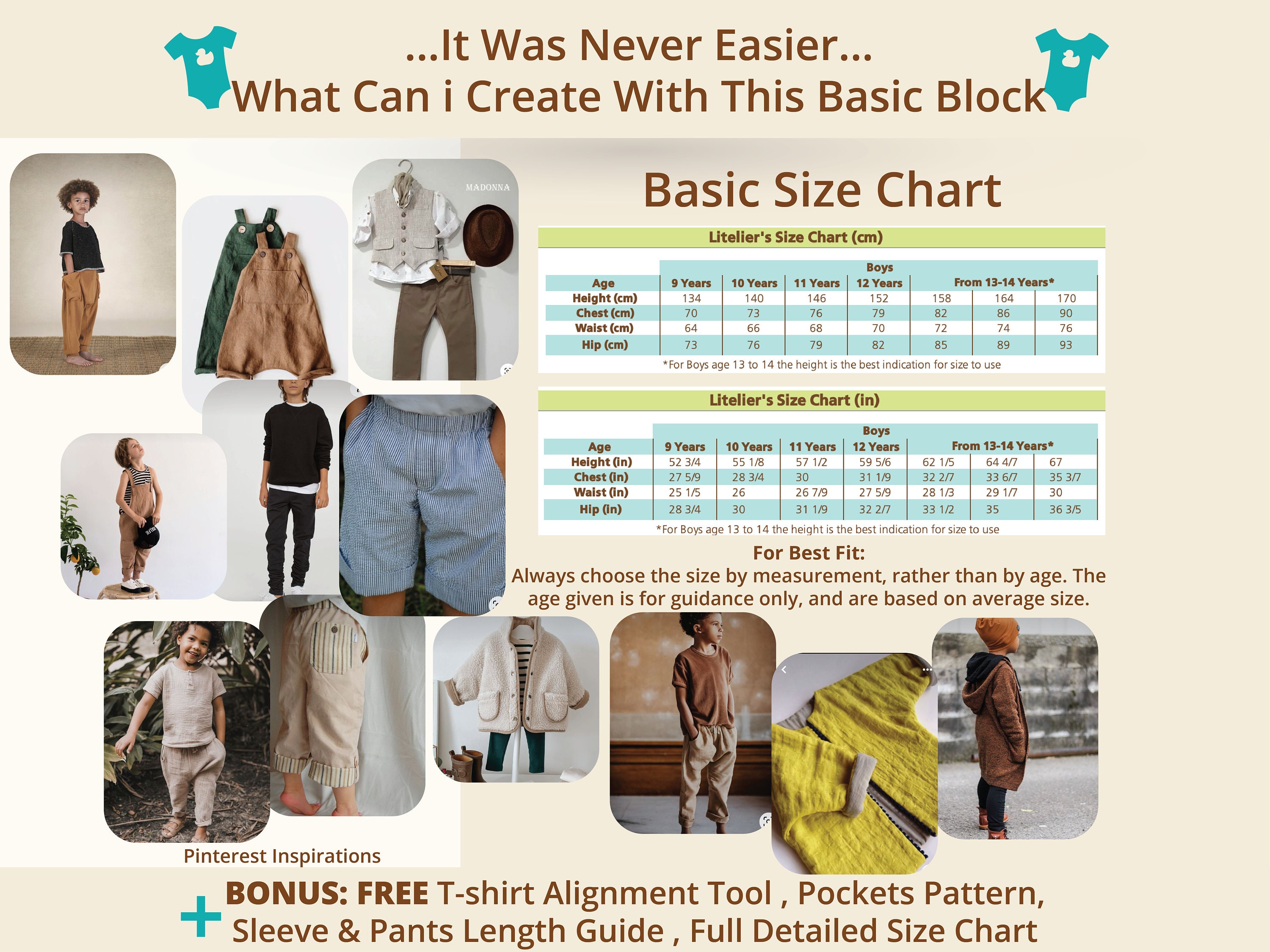 Saving Bundle: Kids Basic Bodice Block With Sleeves and Basic Pants ...