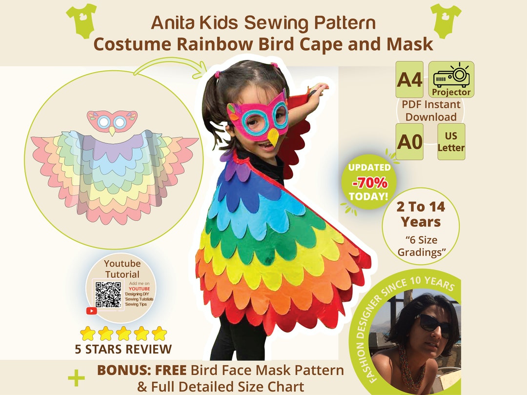 Wing Cape Kids Sewing Pattern Birthday Toddler DIY Pdf Costume Outfit ...