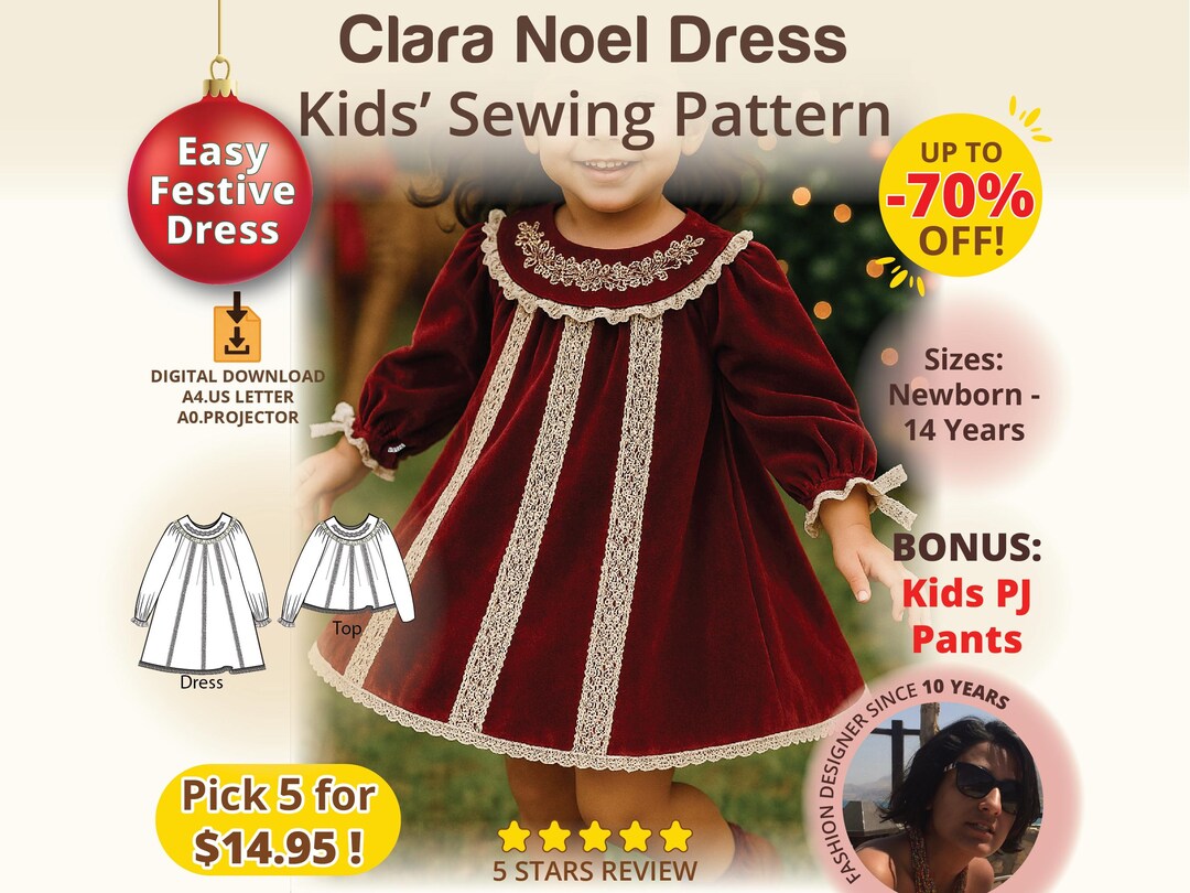 Girls Winter Dress Sewing Pattern PDF | Baby and Kids Holiday Dress ...