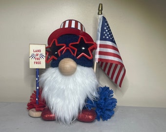 Gnome, Patriotic Gnome, Ceramic Handcrafted Gnome, Home and Garden ...