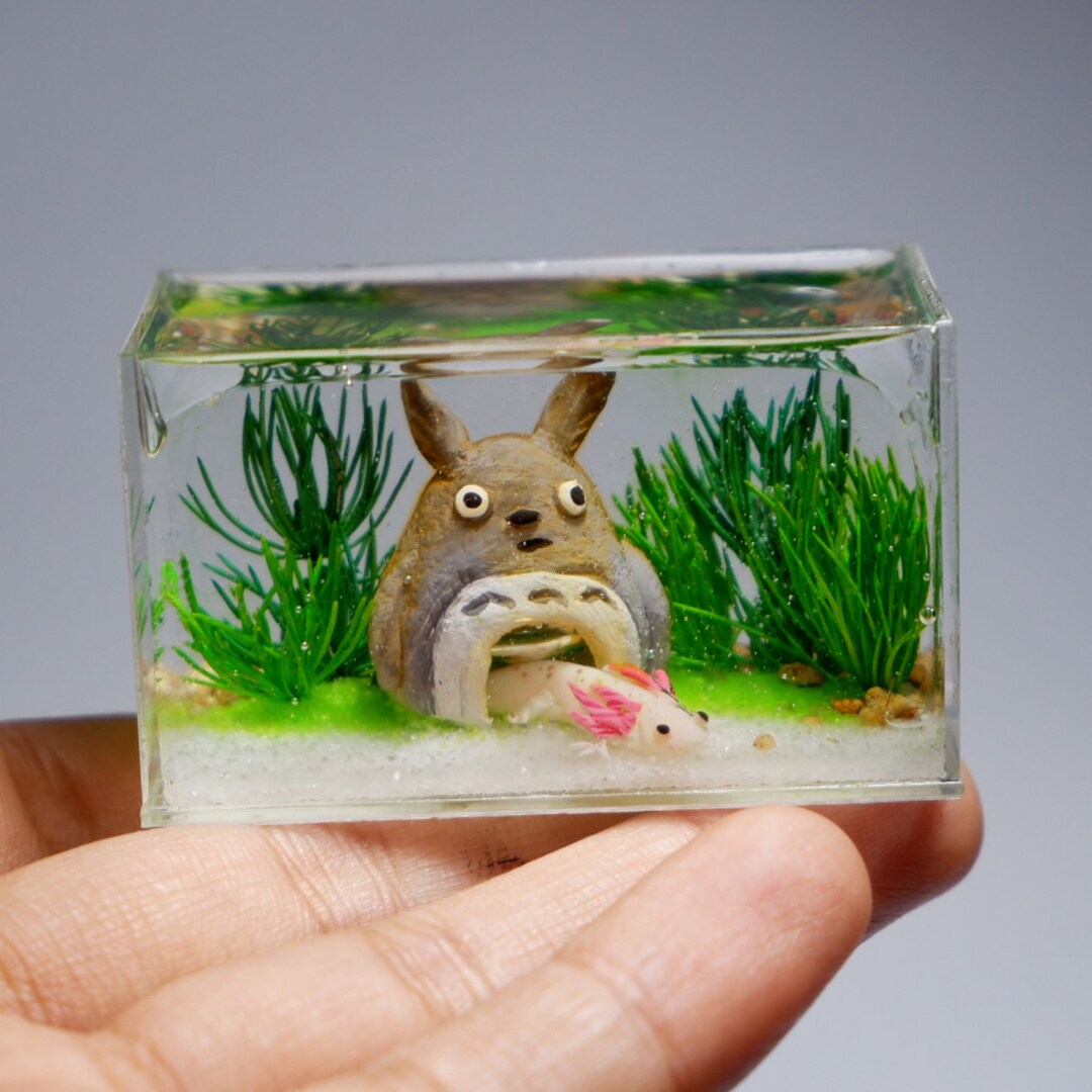 Miniature Clay Axolotl With Totoro House - Etsy