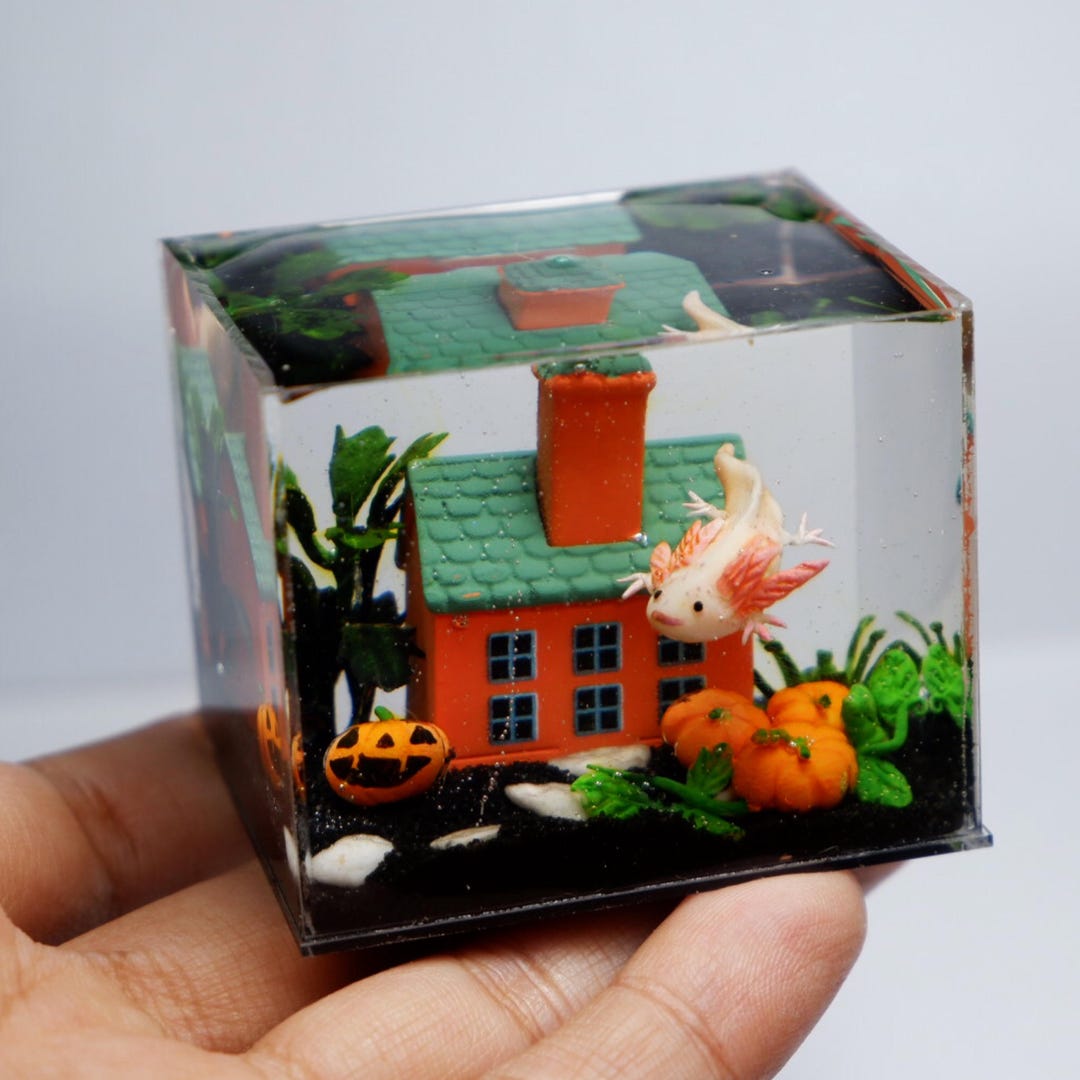 Miniature Clay Axolotl Tank in Halloween Theme - Etsy