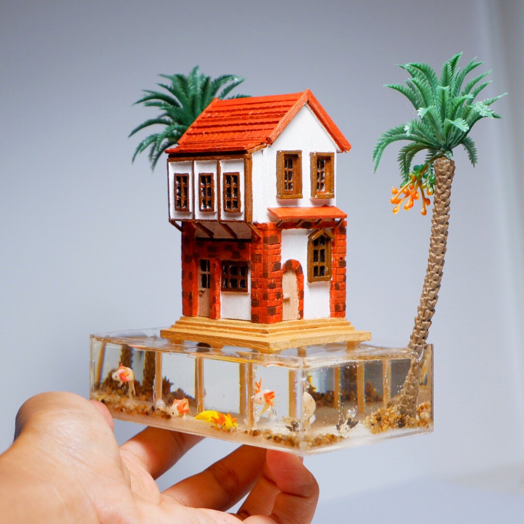 Miniature Clay Axolotl Tank With Fishing Hut - Etsy