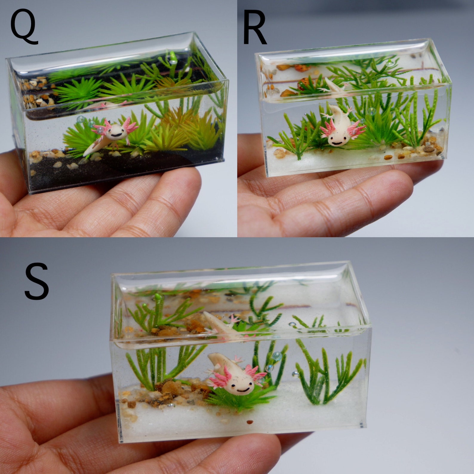Miniature Clay Axolotl Smiling in the Tank - Etsy