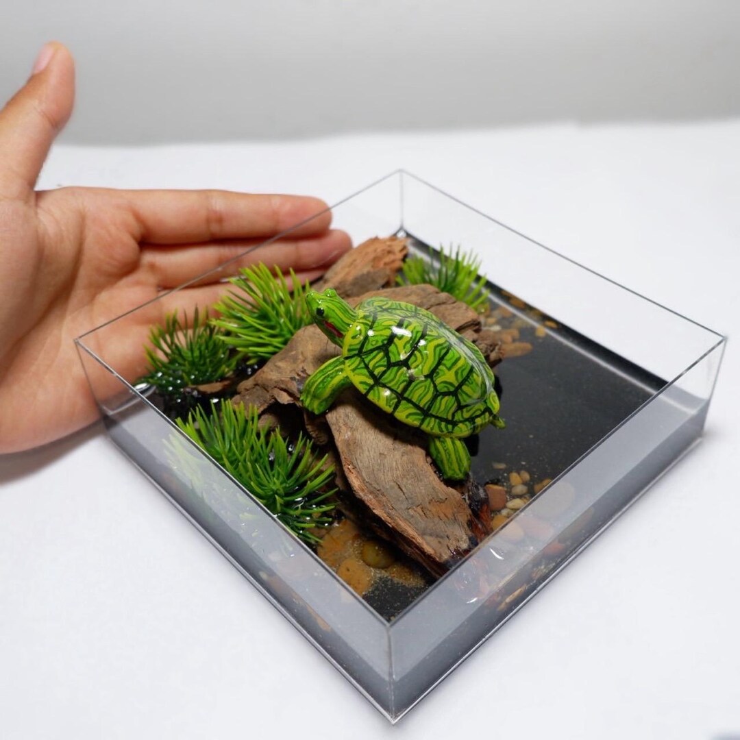 Replica Life-sized Red-eared Slider in the Tank, Hand Sculpted Model ...