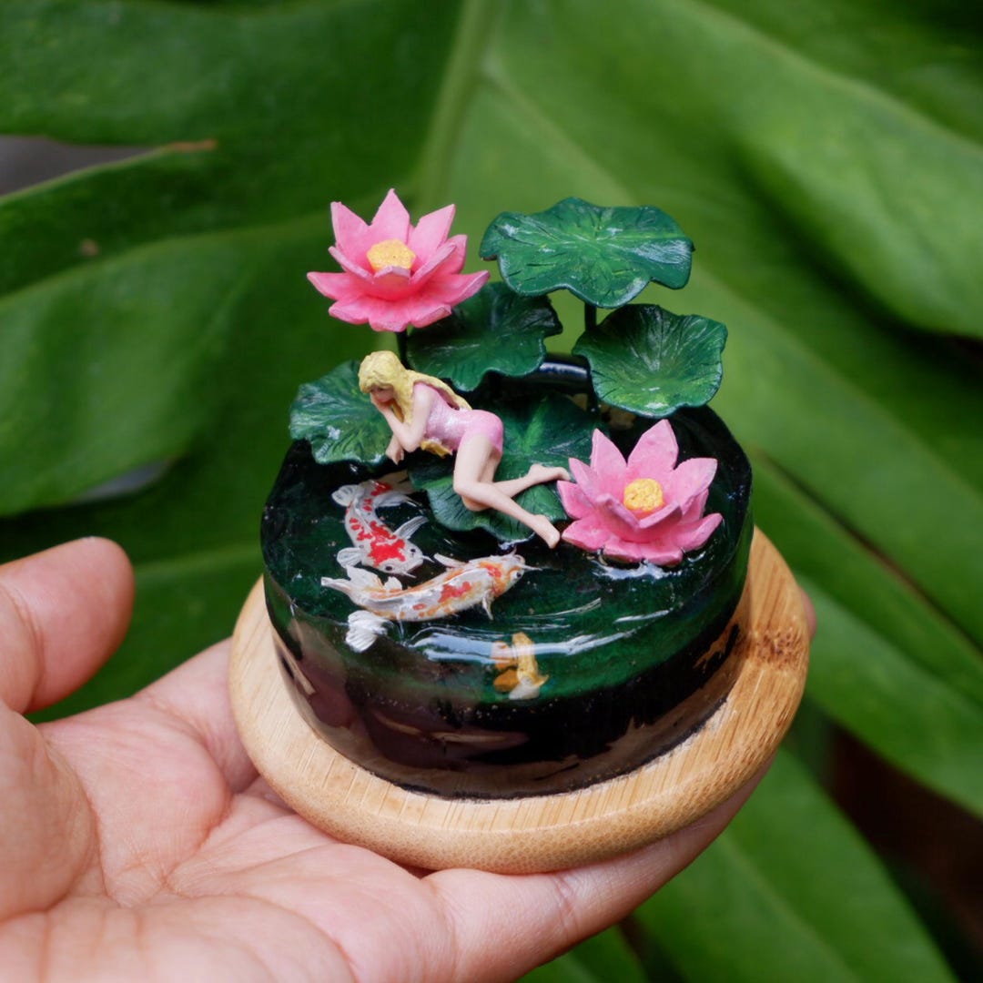 Miniature Nymph in the Koi Pond , Fairy , Miniature Figure - Etsy