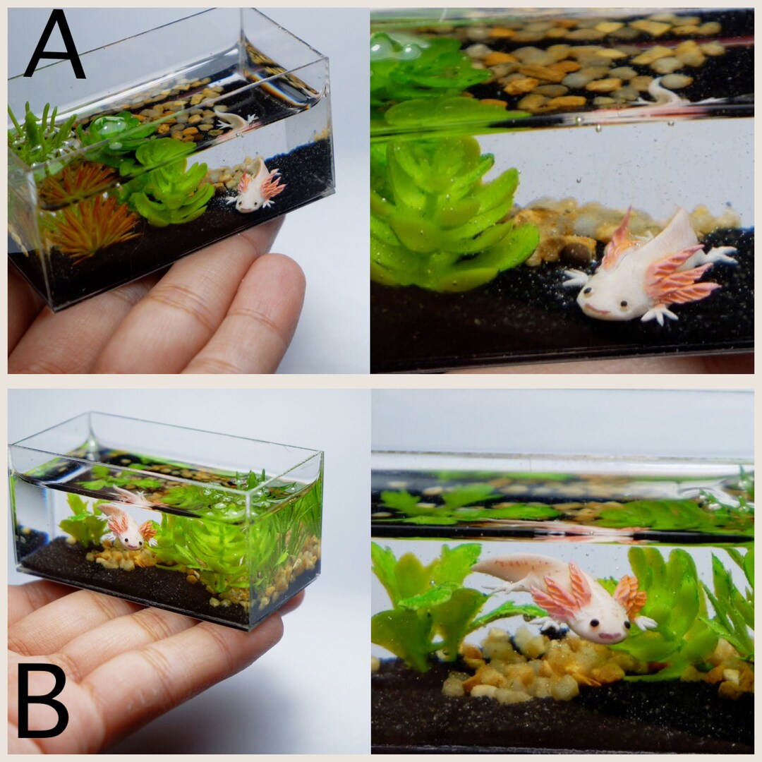Miniature Clay Axolotl Smiling in the Tank - Etsy