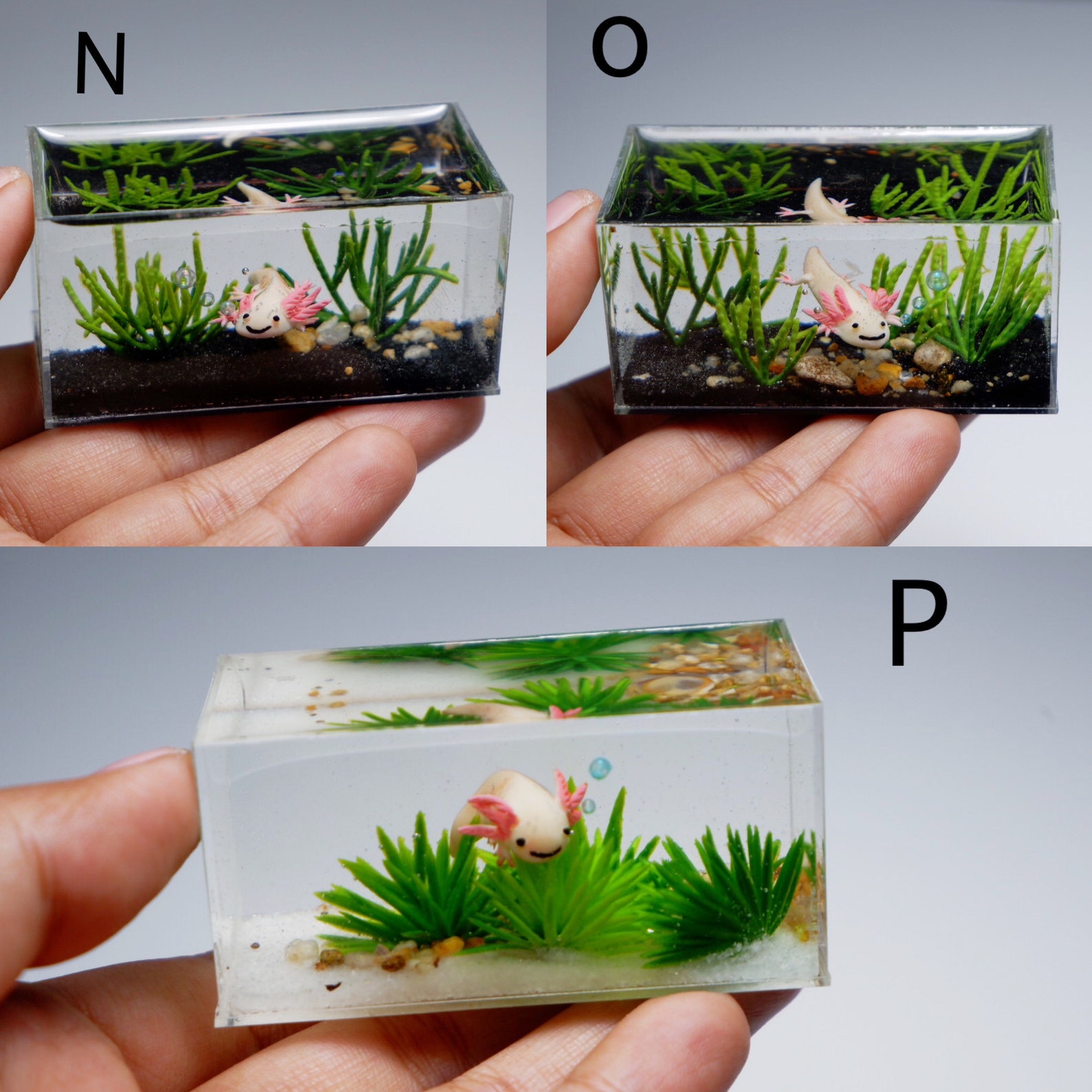 Miniature Clay Axolotl Smiling in the Tank - Etsy