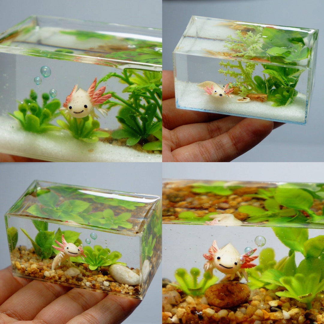 Miniature Clay Axolotl Smiling in the Tank - Etsy