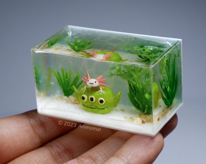 Miniature Clay Axolotl in the Tank - Etsy
