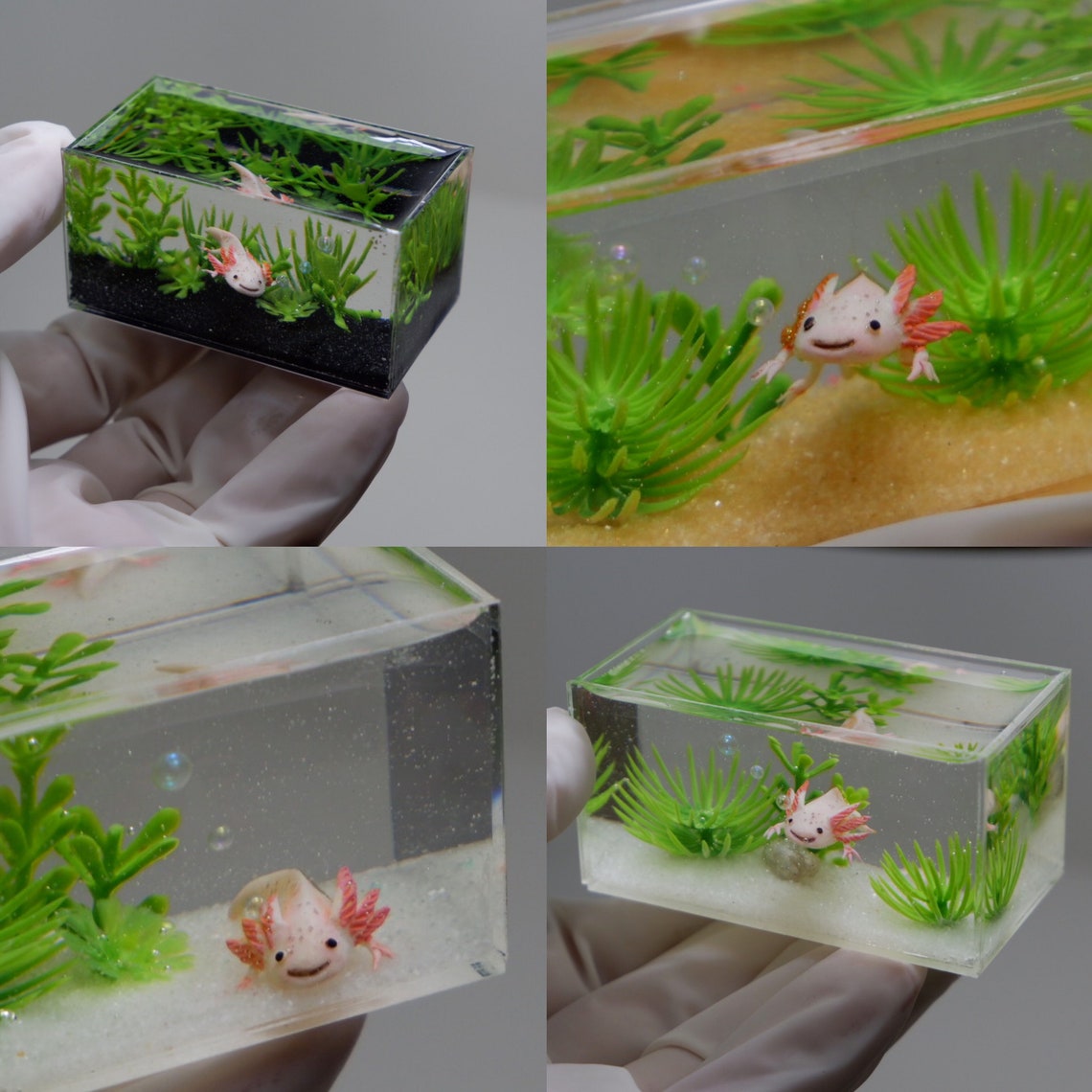 Miniature Clay Axolotl Smiling in the Tank - Etsy