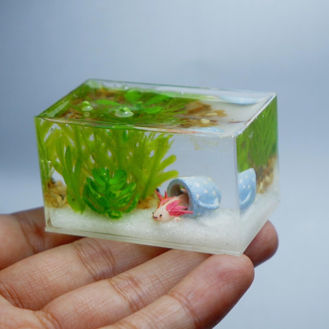 Miniature Clay Axolotl With Little Cup in the Tank - Etsy