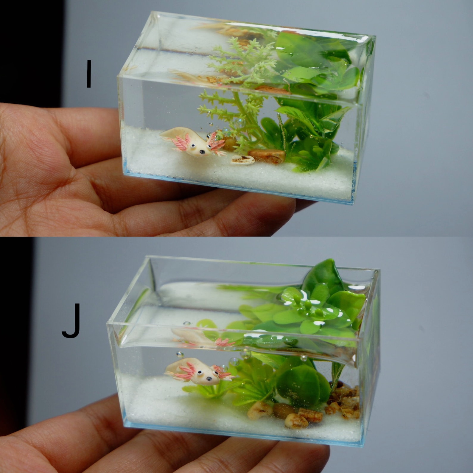 Miniature Clay Axolotl Smiling in the Tank - Etsy