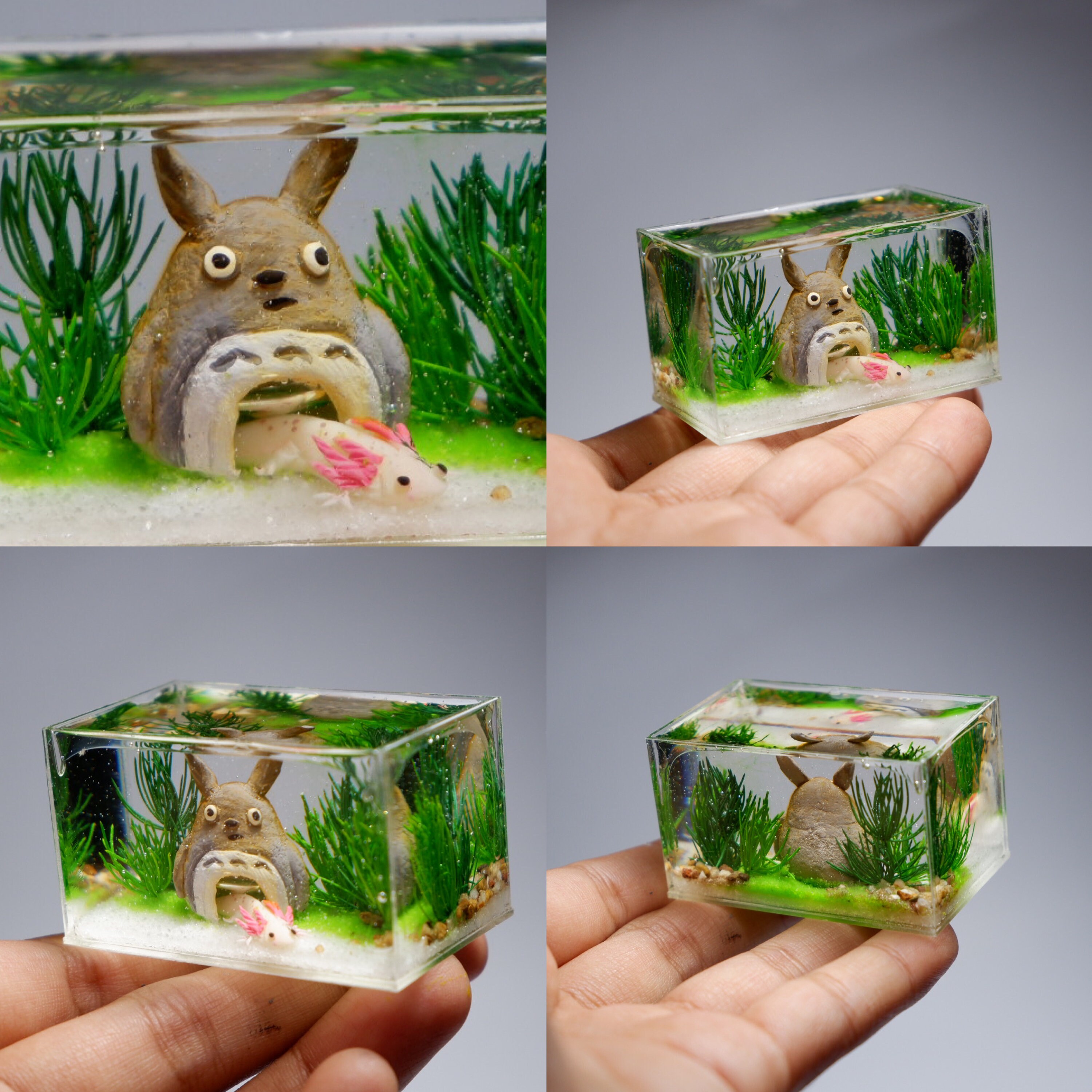 Miniature Clay Axolotl With Totoro House - Etsy