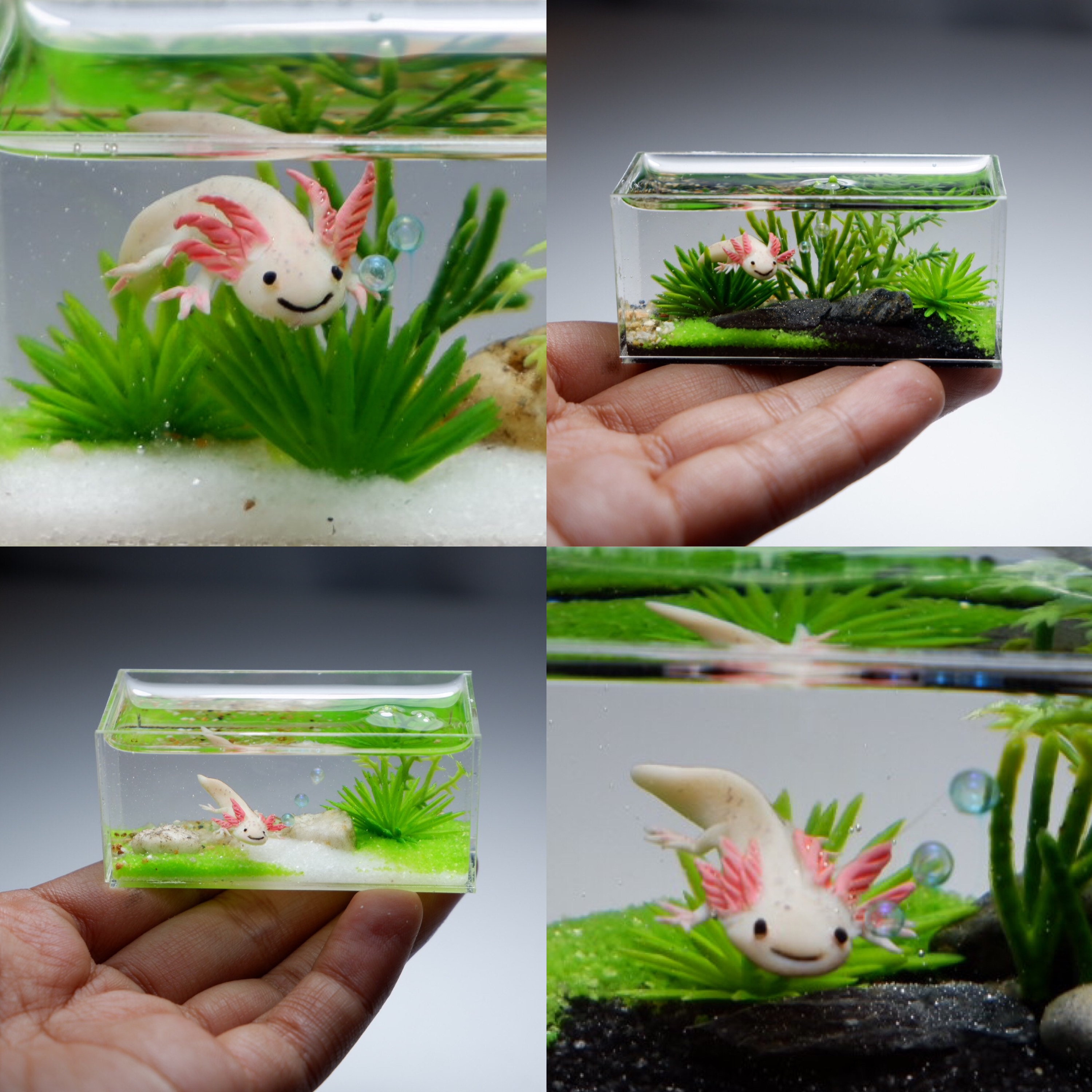 Miniature Clay Axolotl Smiling in the Tank - Etsy