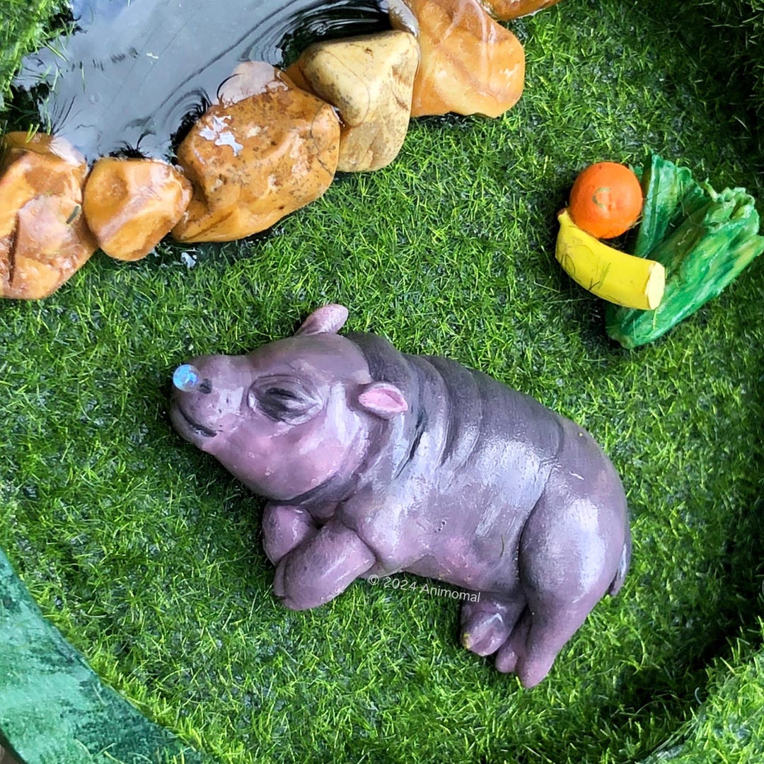 Miniature Baby Hippo Sleeping - Etsy