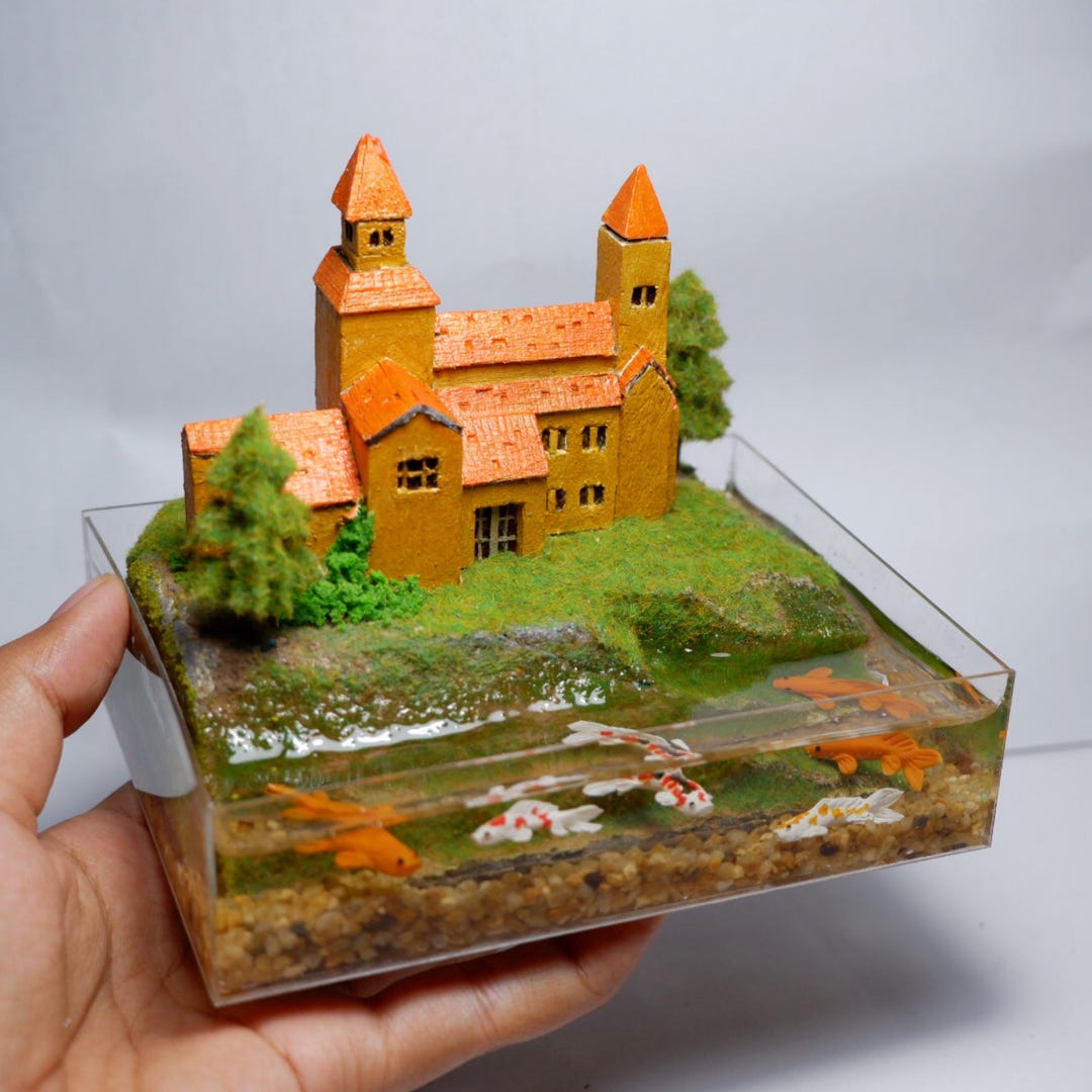 Miniature Clay Koi Fish With Little Castle - Etsy