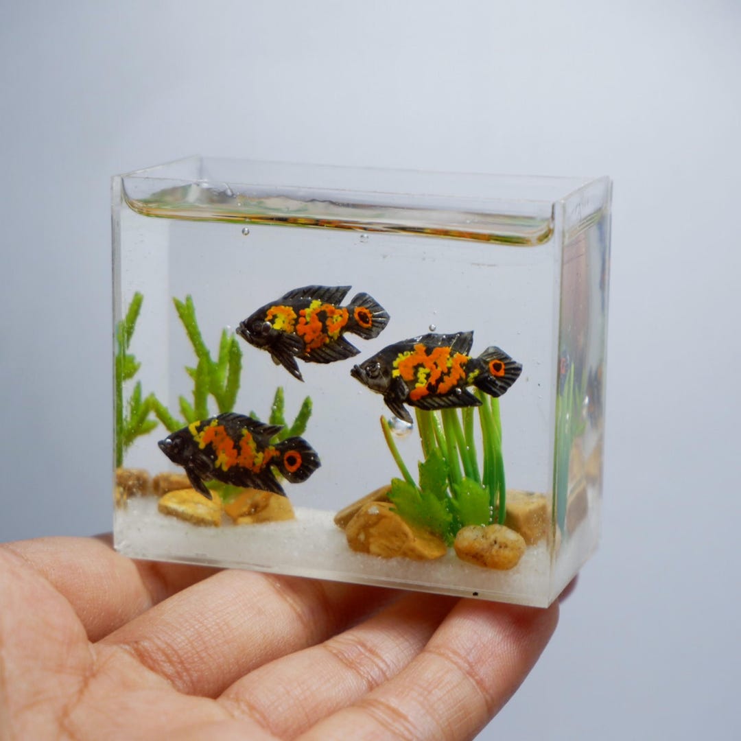 Miniature Clay Tiger Oscar Fish in the Tank - Etsy