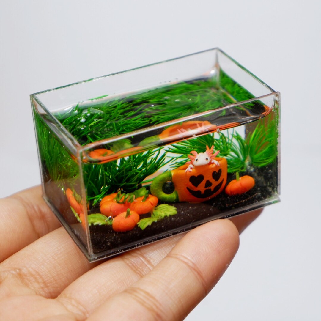 Miniature Clay Axolotl Tank in Halloween Theme - Etsy
