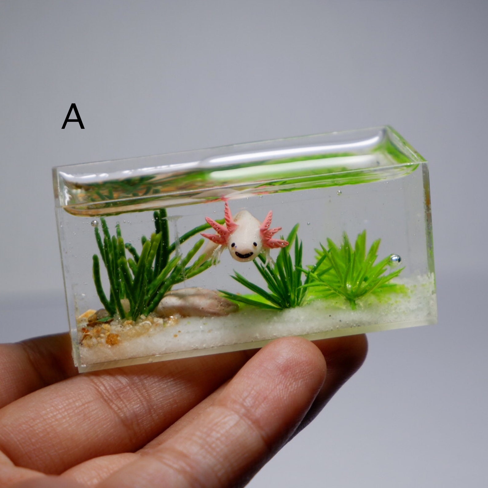 Miniature Clay Axolotl Smiling in the Tank - Etsy