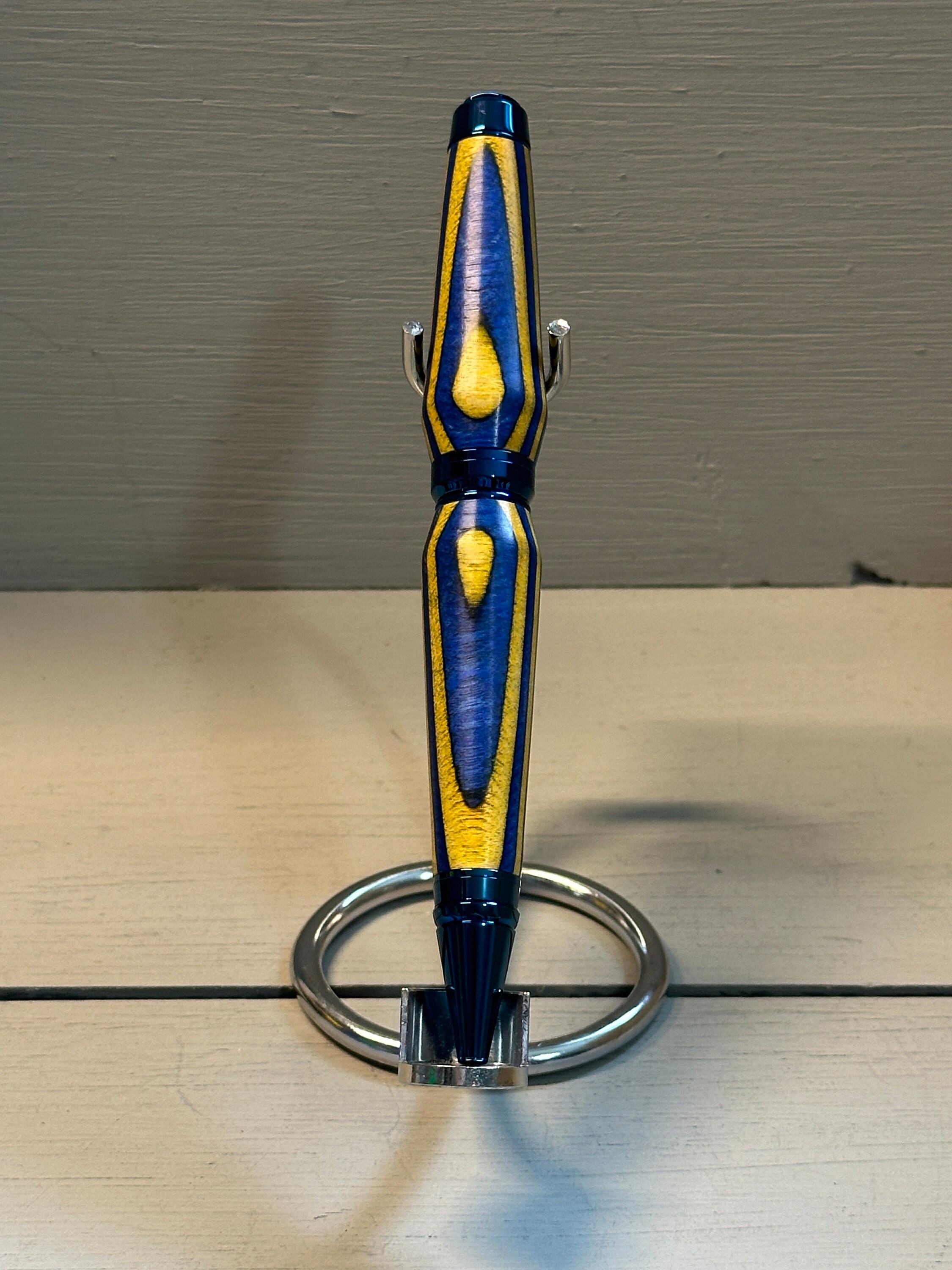 BLUE GALAXY A Handcrafted Cigar Pen of Bright Blue and Yellow ...