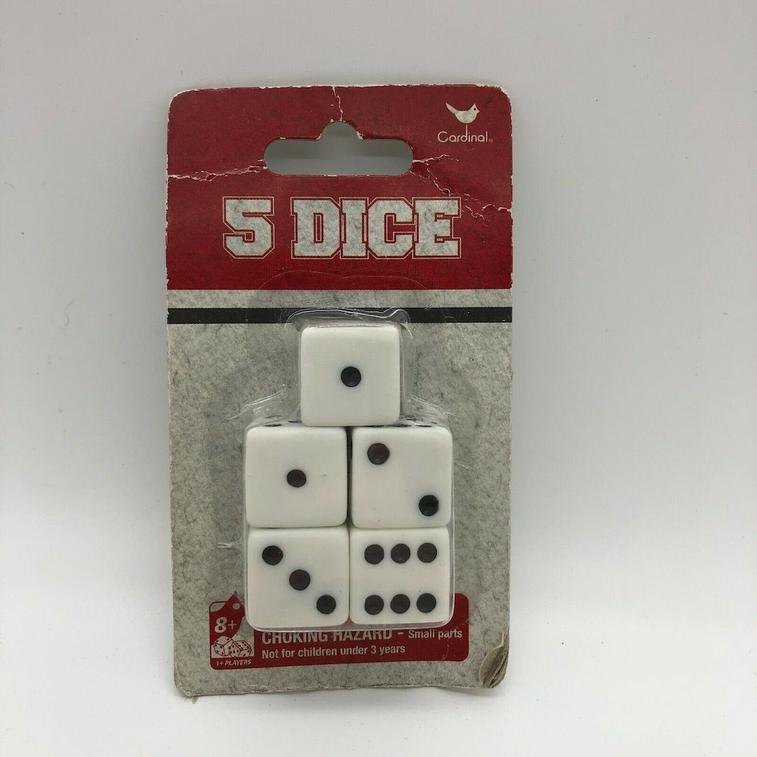 Cardinal, Set of 5, White and Black, Plastic Dice Set, Gaming Dice, DIY ...