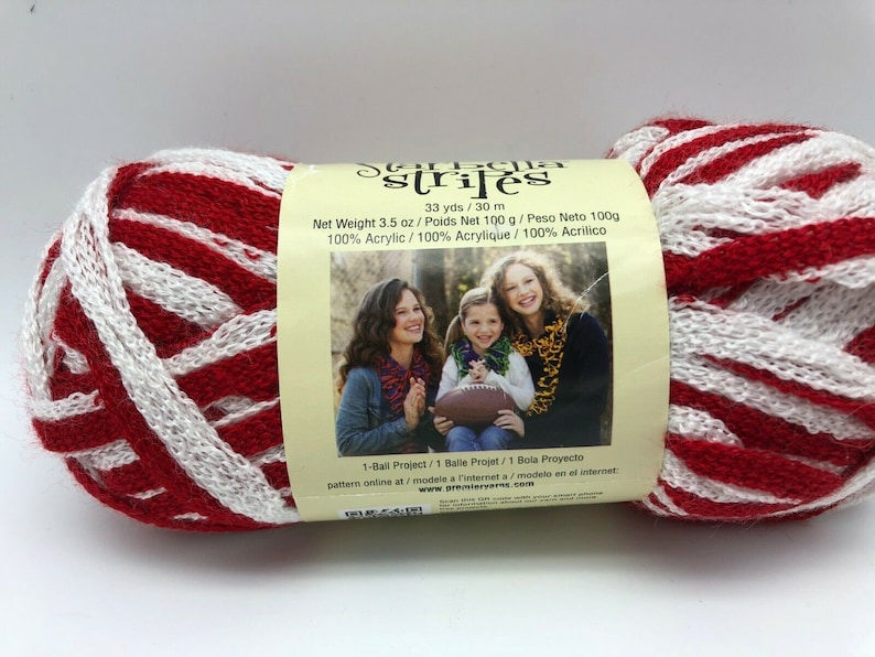 Premier, Starbella Stripes, on Edge 17-13, Red and White Yarn, Ruffle ...