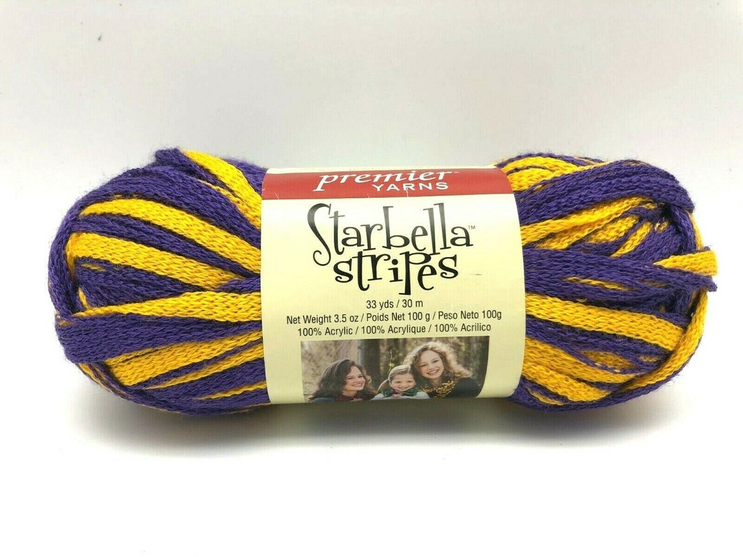 Premier Yarns, Starbella Stripes, Medal 17-11, Purple and Yellow Yarn ...