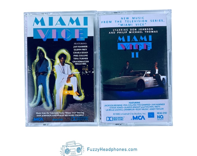 Miami Vice I & II Soundtrack Cassette Tapes Tested and Guaranteed Jan ...