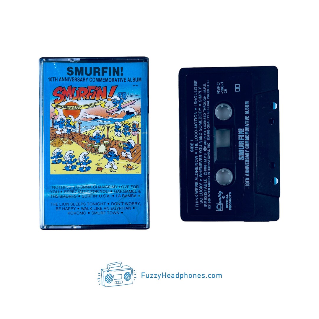 Smurfs Smurfin' 10th Anniversary Commemorative Album Cassette Tape 1989 ...