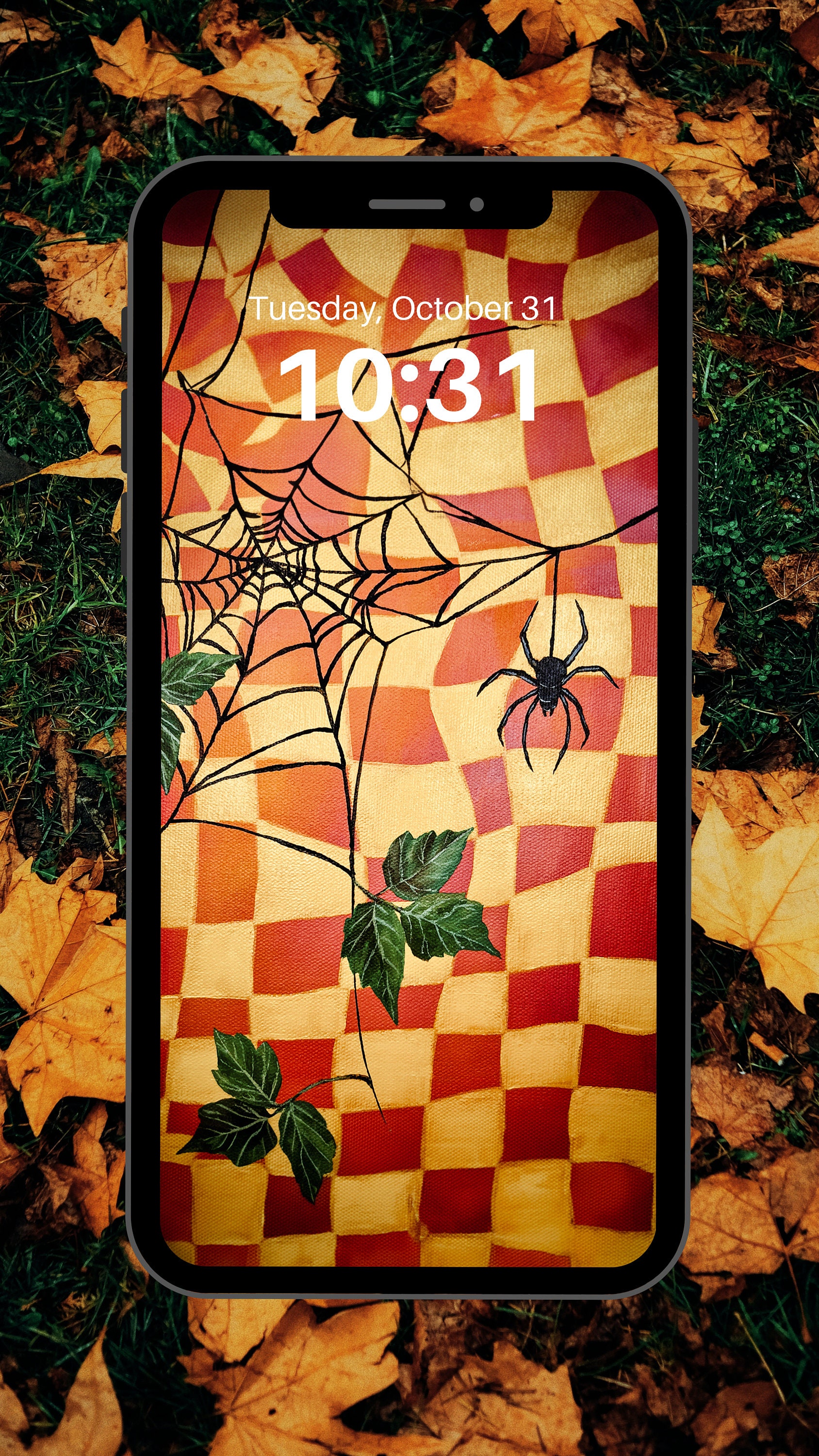 Spooky Phone Wallpaper Bundle, Pack of 3 Witchy Halloween Checker ...